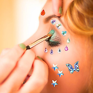 Le Fu Li 9 Sheets Eye Body Face Gems Makeup gems Jewels Rhinestone Stickers Self Adhesive Crystal Rainbow Makeup Diamonds Face Stick Gems for Women Festival Accessory and Nail Art Decorations…