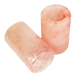 Himalayan Secrets Set of 4 Himalayan Tequila Shot Glass Set - 100% Edible Hand Carved Himalayan Crystal Salt - 3" Tall