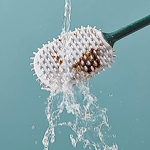 SAAKO Toilet Brush Silicone Toilet Bowl Brush and Holder with Plastic Handle Brush Toilet Cleaner Bathroom Cleaning Supplies