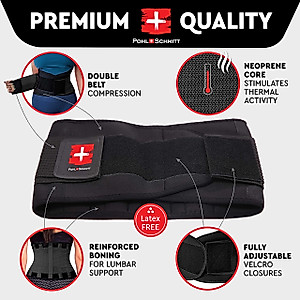 POHL SCHMITT FitCurve Waist Trainer and Trimmer for Weight Loss, Fitness and Lumbar Back Support, for Men and Women, black L