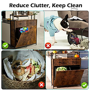 ZIAERKOR Double Tilt Out Trash Cabinet, Hidden Trash Bin Cabinet, Large Wooden Trash Can for Kitchen with Shelf, Dual Tilt Out Laundry Hamper Cabinet Free Standing Holder 10 Gallon