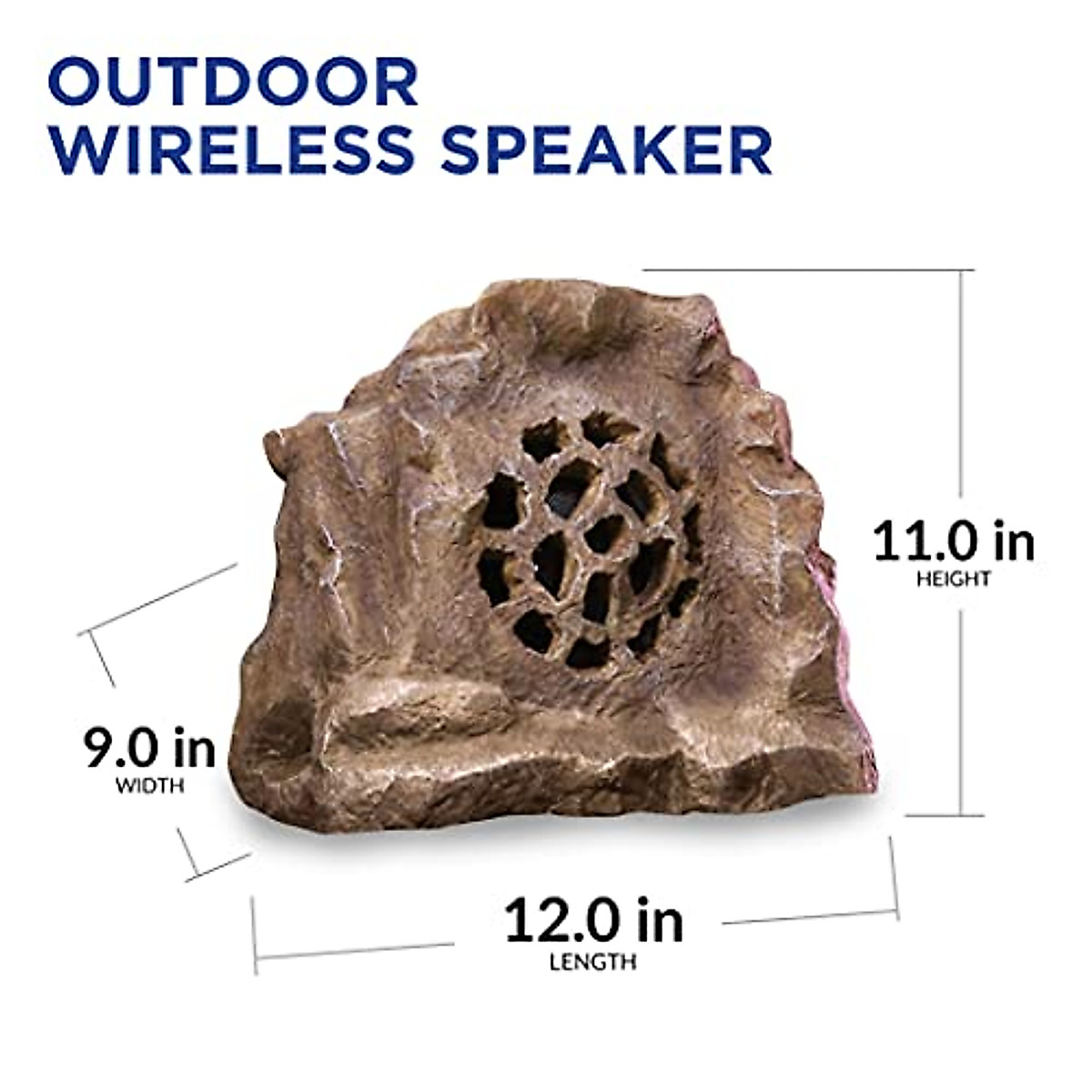 Alpine Corporation Waterproof Bluetooth Rock Speaker - Solar-Powered Outdoor Wireless Speaker for Patio, Pool, Deck, Garden - 50-Foot Range, Brown