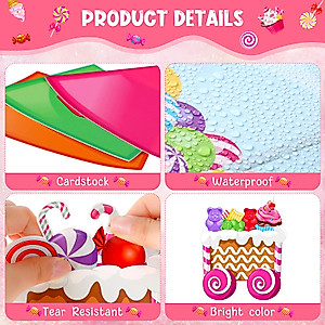 Outus Candyland Ice Cream Bulletin Board Decor Set Classroom Decoration Candy Land Ice Cream Cutout with Glue Points for Candy Birthday Party Classroom School Office Supply Halloween Decor (Candyland)
