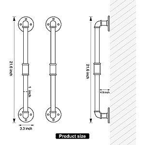 HouseAid Industrial Pipe Towel Rack, Farmhouse Bathroom Towel Storage Holder, Vintage Style Towel Organization, Wall Mounted, Matte Black