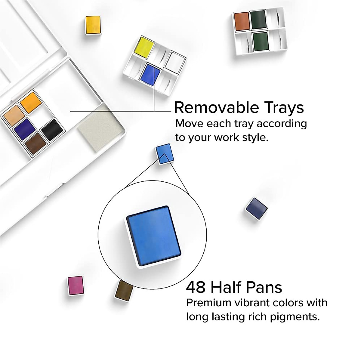 GenCrafts Watercolor Palette with Paper Pad 24 Premium Colors - 2 Refilable Water Brush Pens - 15 Sheets of Water Color Paper - Portable Painting