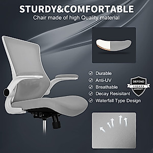 Misolant Desk Chair, Mesh Office Chair, Ergo Chair, Ergonomic Office Chair with Adjustable Lumbar Support and Height, Office Desk Chair 360°Swivel Office Chair (Light Gray)