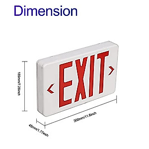 TANLUX Red Exit Sign, LED Emergency Exit Light with Battery Backup, UL Listed, AC 120/277V, Exit Signs with Emergency Lights, Commercial Emergency Lights for Business - 1 Pack