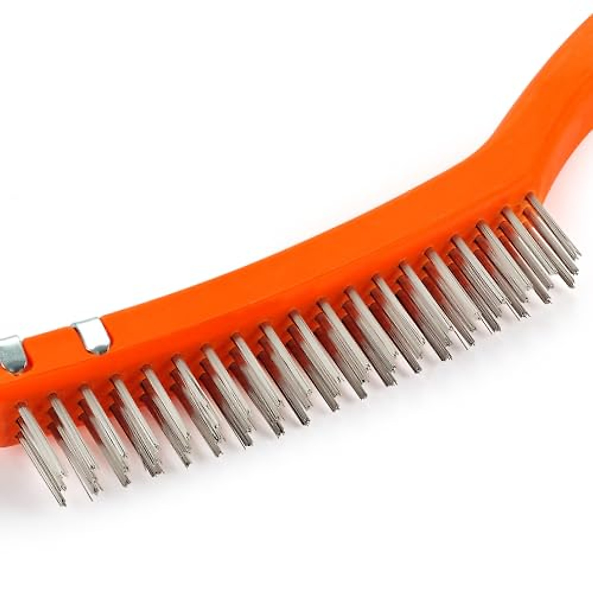 MAXMAN Wire Brushes 2 Pcs, 14 Inch Stainless & Carbon Steel Wire Scratch Brush, Wire Brush with Rubber Handle, Heavy Duty Wire Brushes with Metal Scraper for Cleaning Rust, Automotive, Paint, Welding