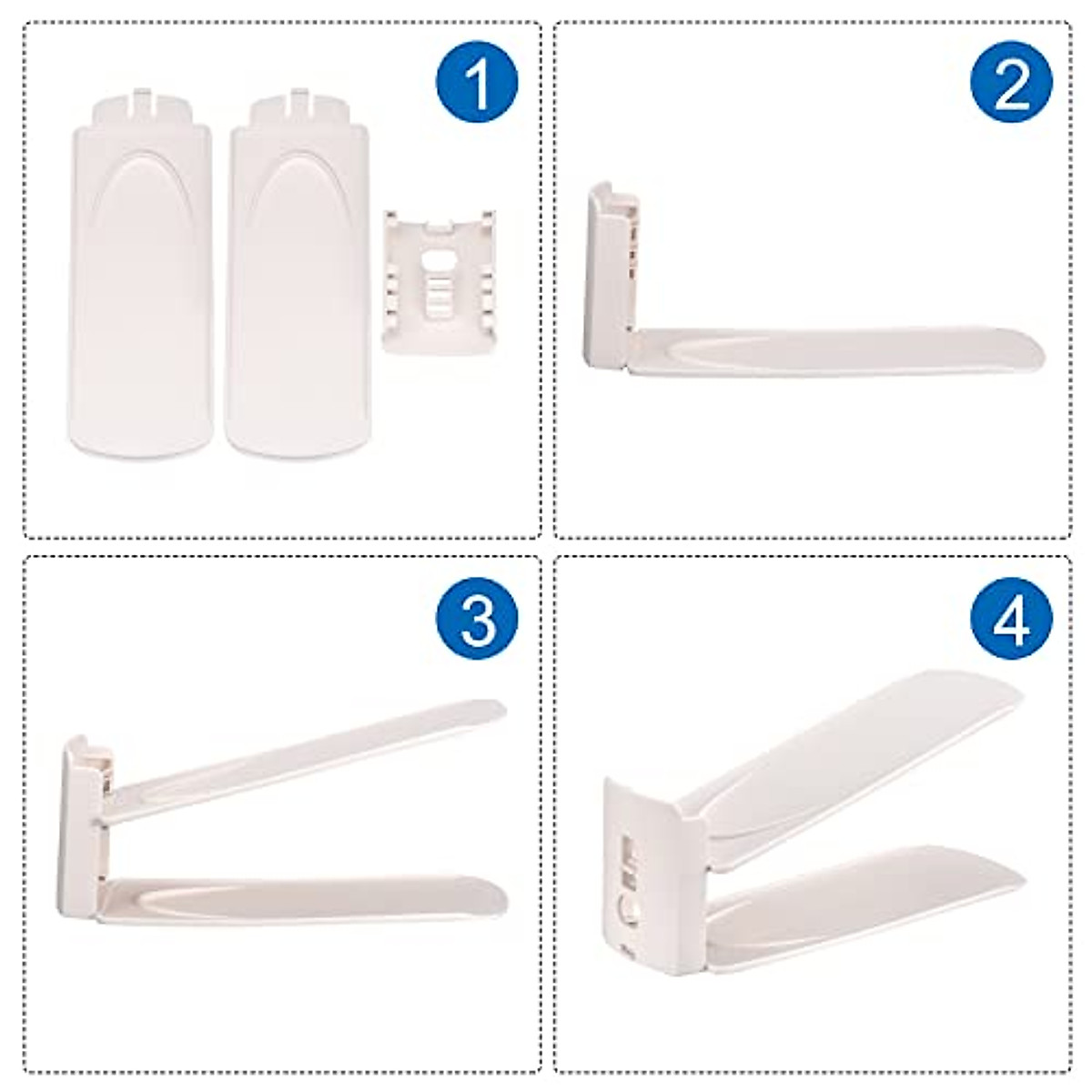 uxcell Shoe Slots Organizer PP Double Layer 3 Adjustable Heights Shoes Storage Rack for Closet Beige 2 Pcs