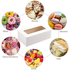 50 Pack Mini Cookie Boxes with Clear Window, 4.17 x 2.16 x 1.37 Inches White Kraft Paper Gift Boxes Bakery Boxes for 2 Macaron Treats Pastry