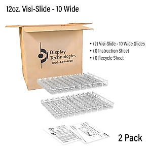 Display Technologies Visi-Slide Gravity Fed Organizer for 12/16oz low ring Beverages on flat and angled shelves in Cold Vaults & Coolers (Pack of 2)