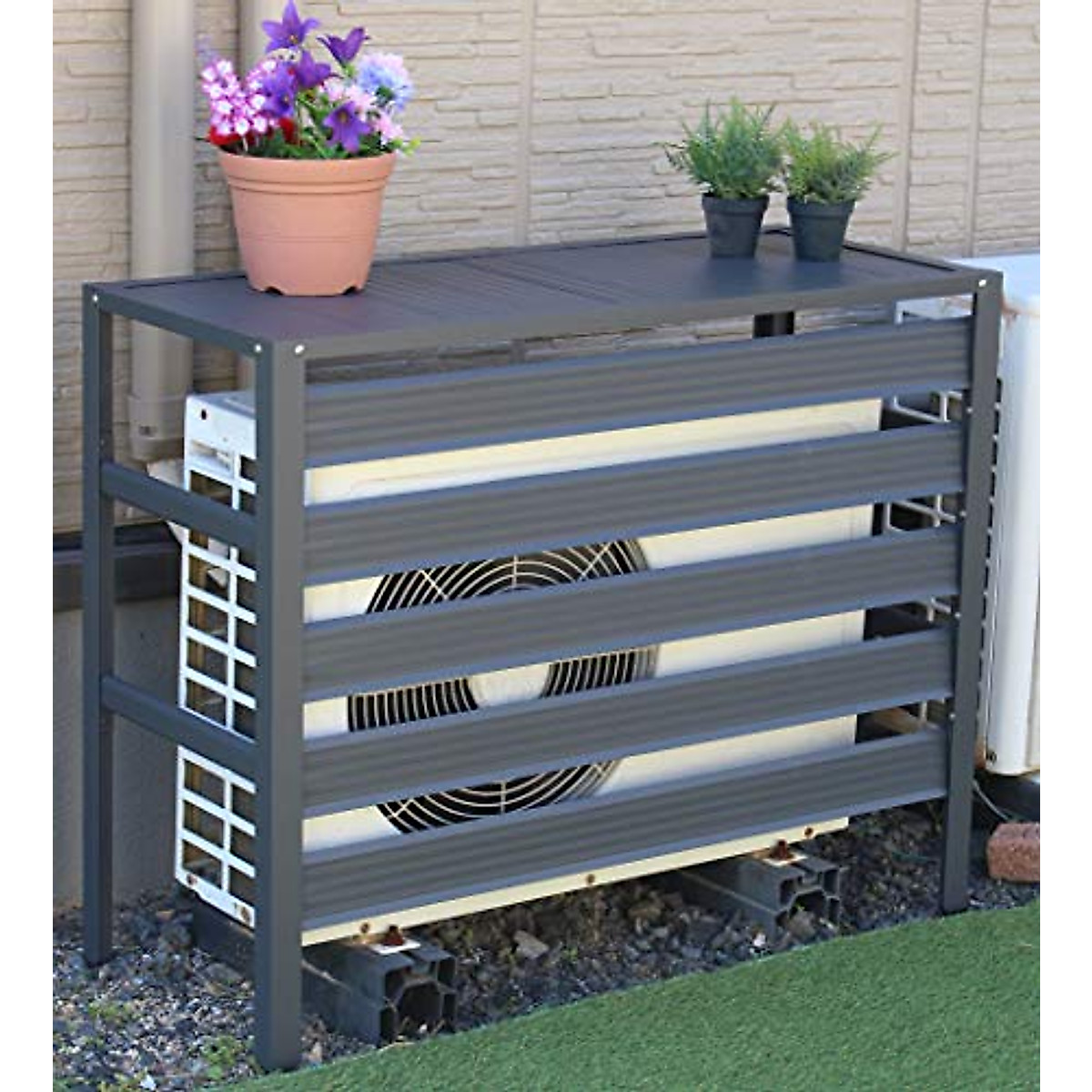 Living Out Aluminum Outdoor Unit Cover with Shelf - Dark Brown, Body Depth 15.2 inches (38.3 cm), Body Height 43.2 inches (109.5 cm), Body Width 35.4 inches (90 cm)