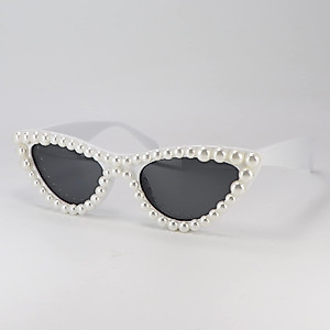 FUPRECIOUS Pearl Cat Eye Sunglasses Womens Cute Fashion Trendy Eyewear