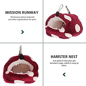 PATKAW Stuffed Animals Guinea Pig Bed M/14x13x7cm Winter Small Animals House Hamster Sleeping Bag Bunny Bed Guinea Pig Hideout ~Claret Guinea Pig Bedding