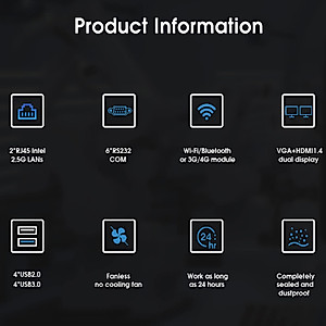 Fanless Mini PC Intel Core I7 Windows 10 Pro,16GB Ram 256GB SSD,6*COM Rs232,HDMI,VGA, 8*USB, 2.4G+5G Dual WiFi,Industrial Barebone Mini Desktop Computer