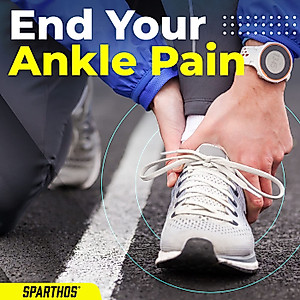 Sparthos Ankle Compression Socks (Pair) – Plantar Fasciitis Ankle Brace with Arch Support – for Men and Women – Foot Sleeves – for Sports, Running, Basketball, Football and Everyday Wear (Black-L)