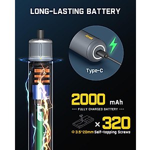 Fanttik S1 Pro 3.7V Electric Screwdriver, Power Screwdriver, 14 S2 Steel Bits, 3 Torque Settings, Max 6 N.m, 2000mAh Battery, LED Light, 1/4''Hex, Cordless Screwdriver for Furniture/Desktop Computer