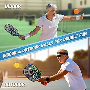 niupipo Pickleball Paddles, Pickleball Paddle Set of 2 w/Honeycomb Core, Fiberglass Surface, 2 Durable Overgrips, 1 Bag, 4 Pickleball Balls, Pickleball Paddle for Outdoor & Indoor Family Games