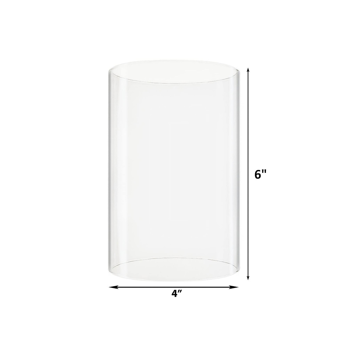 CYS EXCEL D-4" H-6" Glass Open Ended Hurricane Candleholder Bottomless Cylinder Sleeve Clear Chimney Shade Tube Cover, 1 Piece