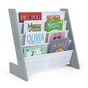 Humble Crew Kids Bookshelf 4 Tier Book Organizer, Inspire Collection, Grey/White