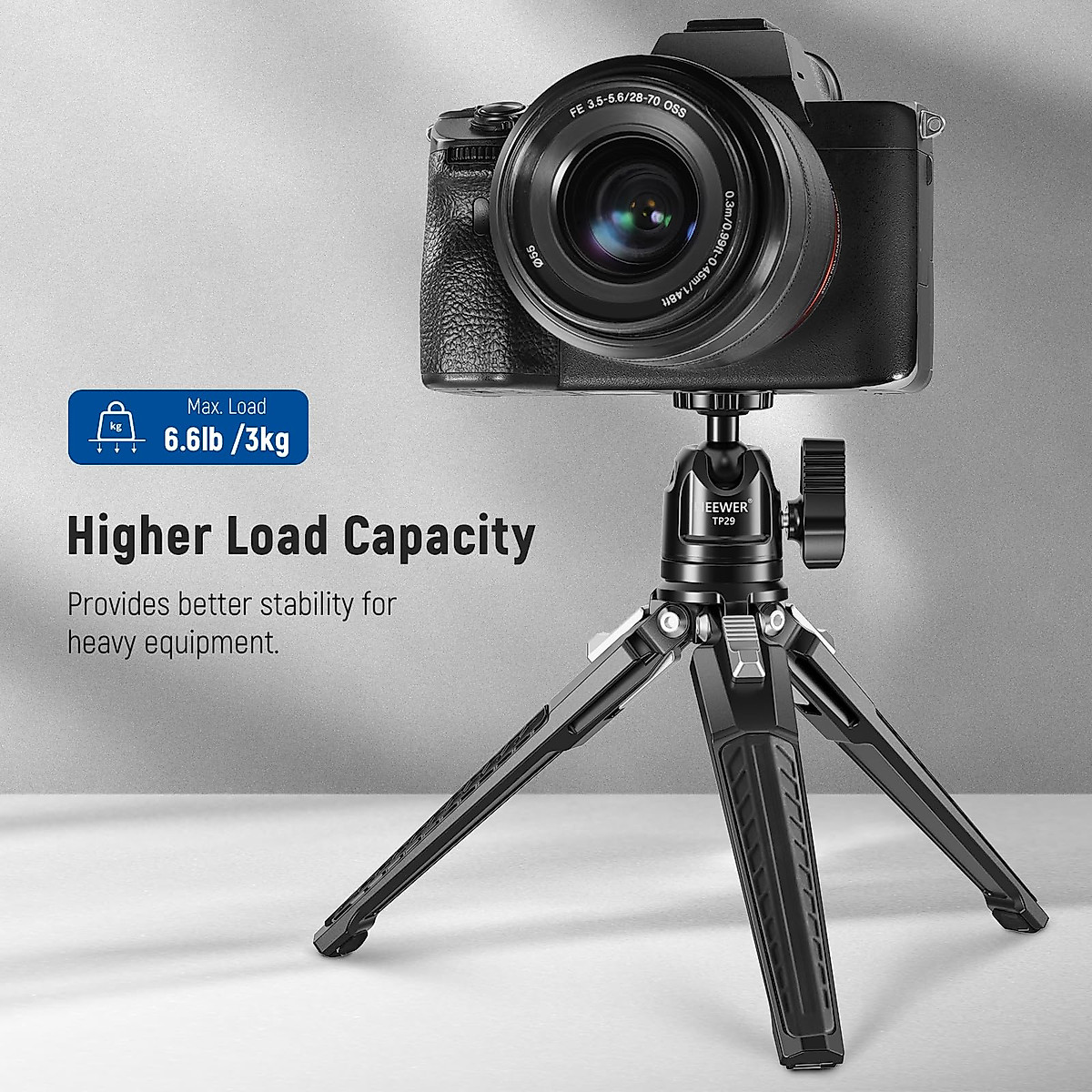 NEEWER Mini Metal Table Tripod with 360° Ball Head, Supports Vertical Recording and Handle, Portable Travel Tripod with 1/4 Inch Screw for Camera Mobile Phone Action Cam, Max. Load 3 kg, TP29