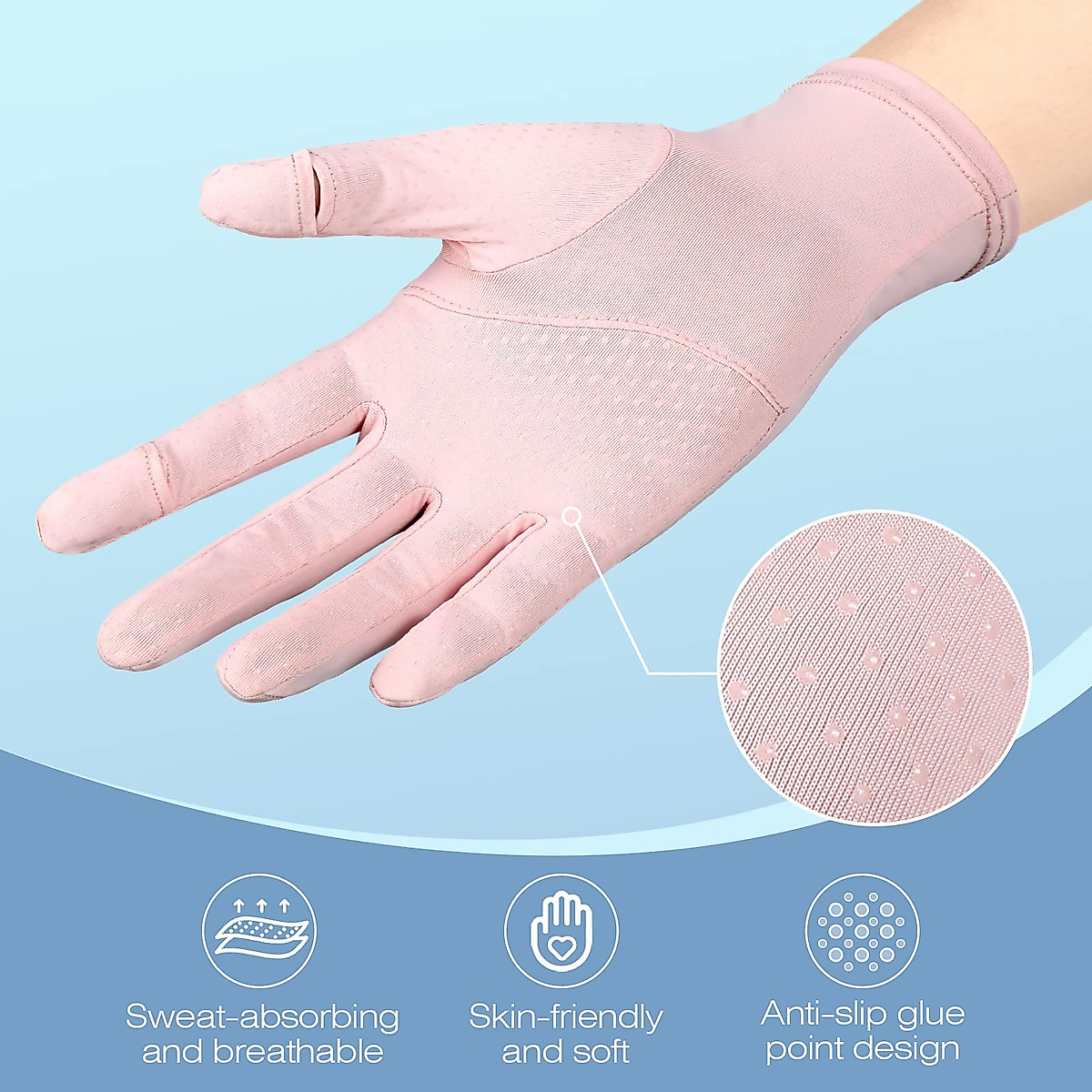 Zhanmai 3 Pairs UV Protection Gloves Women, Sunscreen Gloves, Summer Sun Protection Gloves, Full Finger Touchscreen for Golf Driving Riding Fishing Hiking