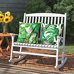 OTOSTAR Outdoor Waterproof Linen Throw Pillow Covers 18x18 Inch Square Pillow Covers Set of 4 Tropical Green Leaves Decorative Cushion Covers for Couch Sofa Tent Garden Patio