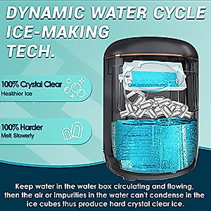 EUHOMY 36Lbs/Day Clear Ice Makers Countertop, 10 Crystal Clear Ready in 8 Mins, 2 Sizes Ice, Auto-Cleaning, Ice Cube Maker with Basket and Scoop, for Home/Kitchen/Camping/RV. (Black)