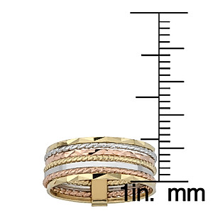 Kooljewelry 14k Tricolor Gold 6.7 mm Seven Days Stack Ring (size 6)