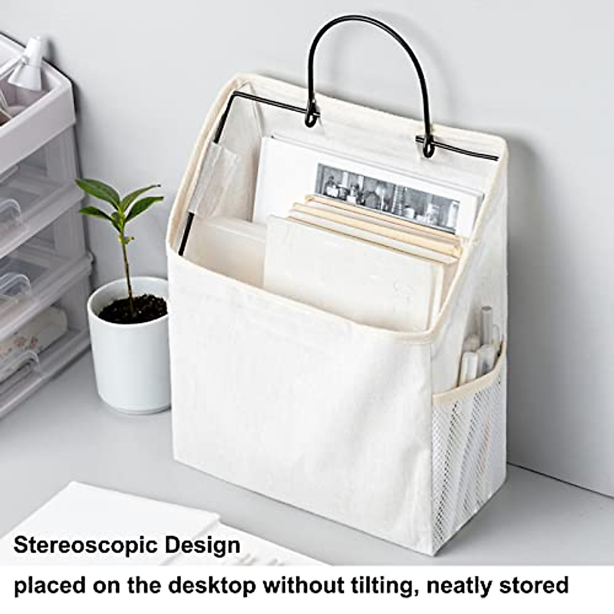 Wall Hanging Storage Bag (3 Pieces), Waterproof Hanging Bag Storage Wall Cotton & Linen Cloth Art Storage Bag, Student Dormitory Hanging Basket Bed Books Hanging Storage Bag for Store Clothes, Books