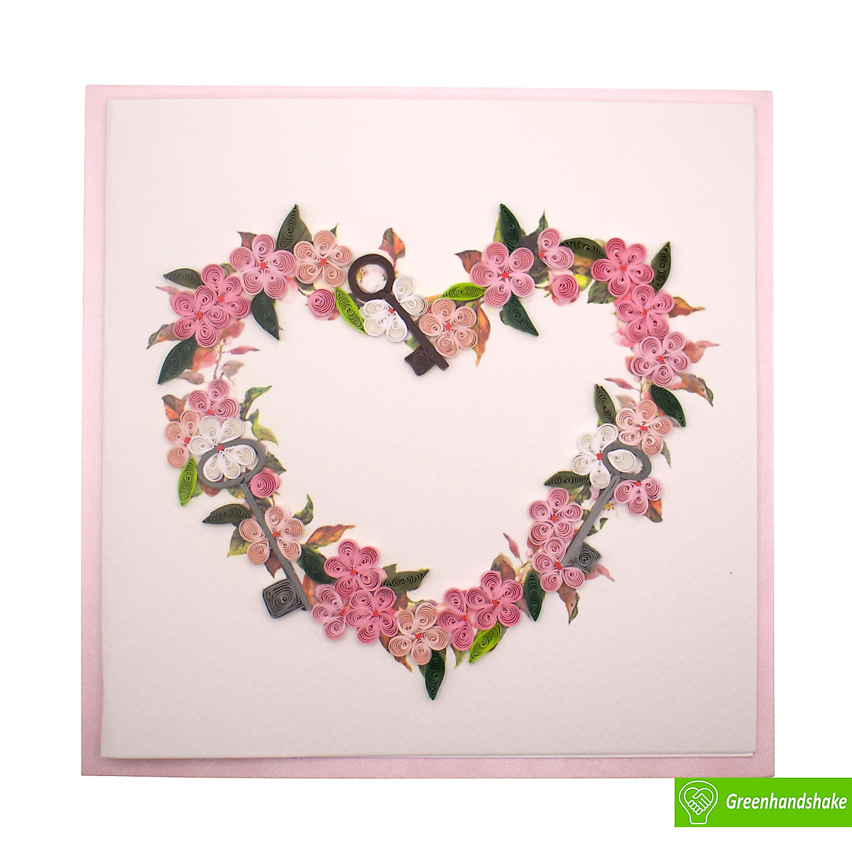 Floral Heart Lock, Quilling Card 3D - Unique Dedicated Handmade, Design Greeting Card for Birthday, Valentine's Day, Mothers Day, Spring, Fathers Day, Graduation, Wedding, Anniversary, Thank You, Get Well, All Occasion | 6" x 6"