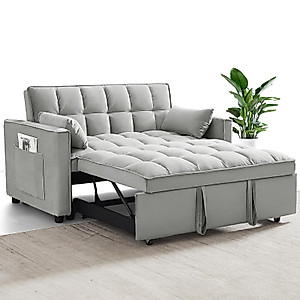 Rovibek Sofa Bed 3 in 1 Sleeper Sofa Couch Bed Pull Out Futon Sofa Bed Convertible Sleeper Sofa Bed Love Seat with 2 Pillows & Side Storage Pockets for Living Room Apartment Small Space