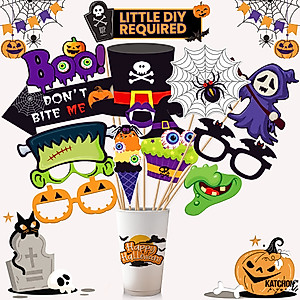 KatchOn, Halloween Photo Booth Props - Large, Pack of 56 | Hocus Pocus Halloween Photo Props for Photoshoot | Halloween Selfie Props, Witch Photo Props | Halloween Birthday Photo Booth Props