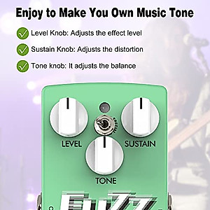 Musiclily Fuzz Pedal, Pro Octave Fuzz Guitar Pedal, DC 9V Adapter Powered True Bypass for Electric Guitar and Bass (Green)