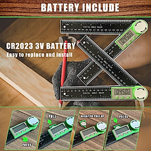 Digital Angle Finder Protractor, 2-in-1 Digital Miter Saw Protractor, 7 Inch/200mm ABS Angle Ruler, High Accuracy Miter Angle Measuring Tool for Woodworking, Metalworking, Carpenter, Construction