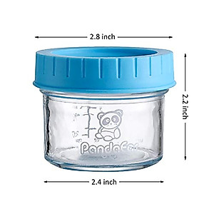 PandaEar (12 Pack) Glass Baby Food Storage Jars | 4 oz Reusable Small Containers Freezer Storage with Airtight Lids Leak Proof | Microwave & Dishwasher Safe | Infants Kids Babies