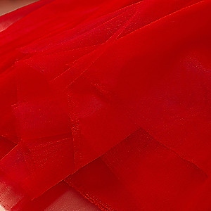 Baby Girls Valentine's Day Outfits Long Sleeve Stripe Heart Print Tutu Skirts Ruffle Dress Toddler Girl Clothes(Red,5-6T)