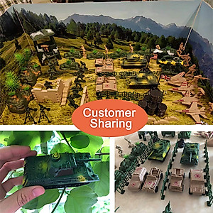 Nasidear 150 Piece Military Figures and Accessories - Toy Army Soldiers in 2 Colors, 14 Design Vehicle,War Soldiers Playset with 2 Flags and Battlefield Accessories