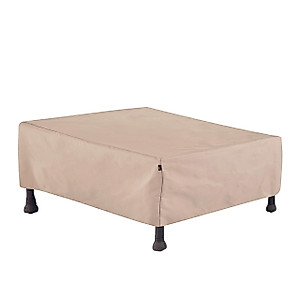 Modern Leisure Chalet Patio Ottoman/Coffee Table/Fire Pit Cover - Weather-Resistant Fabric - Outdoor Furniture Protection Perfect for Patio, Deck, and Porch - 48" L x 25" D x 18" H - Beige