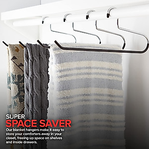 Blanket Hangers (12 Pack) - Stainless Steel Quilt Hangers with Vinyl Non-Slip Coating - Holds Up to 40 Lbs - Heavy Duty Hangers for Closet Storage, Comforters, Bedding, Towels, Rugs - Stock Your Home