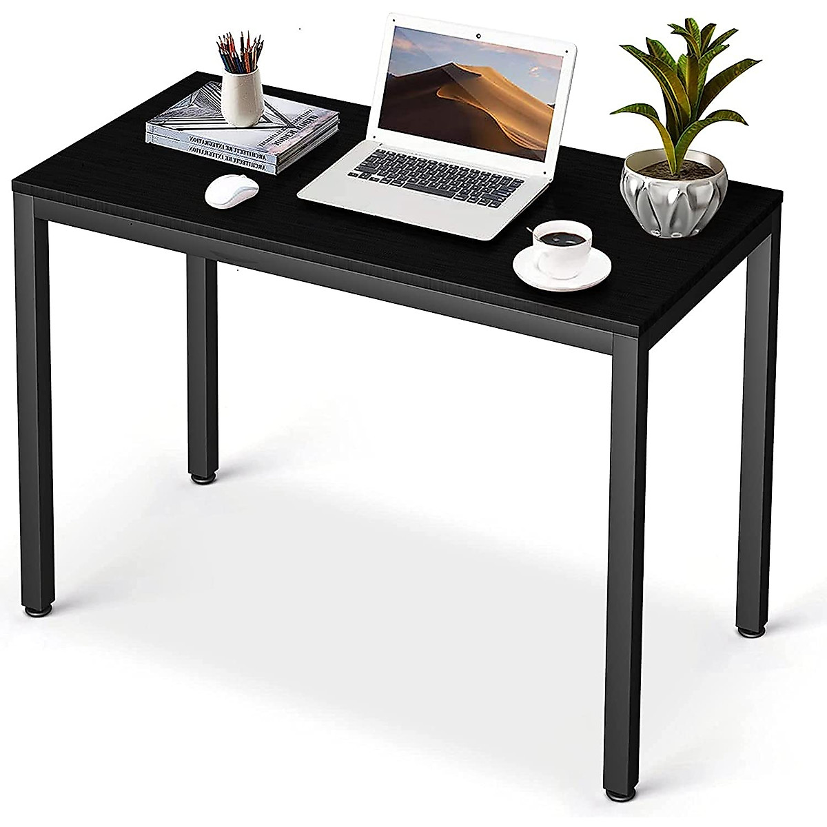 PayLessHere Home Office Gaming Large Corner Writing Black Student Art Modren Sturdy Simple Style ​PC Wood and Metal Desk Workstation for Small Space, 39" (39 in Computer Desk)