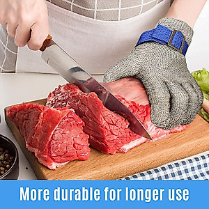 TS 2.0 ANSI A9 Cut Resistant Glove Stainless Steel Mesh Metal Wire Glove Durable Rustproof Reliable Cutting Glove for Meat Processing, Food Cutting (Medium）