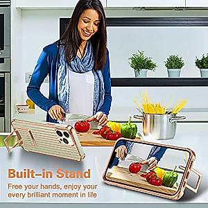 PTUONIU Kickstand Case Compatible with iPhone 13 Pro Max Case, [2 Ways Stand] Slim Soft Anti-Scratch Full-Body Shockproof Protective Case for iPhone 13 Pro Max Phone Case - Green