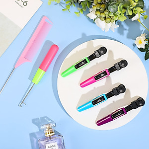 Crochet Hooks Set with Accessories - 6 Hair Needle Hooks, Rat Tail Comb, and 4 Alligator Clips for Hair Braiding, Extensions, and All Ages