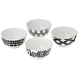 French Bull Melamine Mini Bowls, 4-Piece Set, 10 Fluid Ounces, Small Serving Bowl – Snack Condiment Dipping Sauce Dessert Ice Cream – Shatter Proof, BPA Free, Dishwasher Safe, 4”, Foli