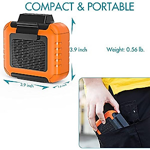 Mini Waist Fan, 6000mAh Rechargeable Portable Waist Clip Fan, Small Battery Operated Belt Fan, Max.24H, 3 Speeds, Personal Body Fan and Power Bank with Lanyard, Belt for Travel Golf Fishing Jobsite