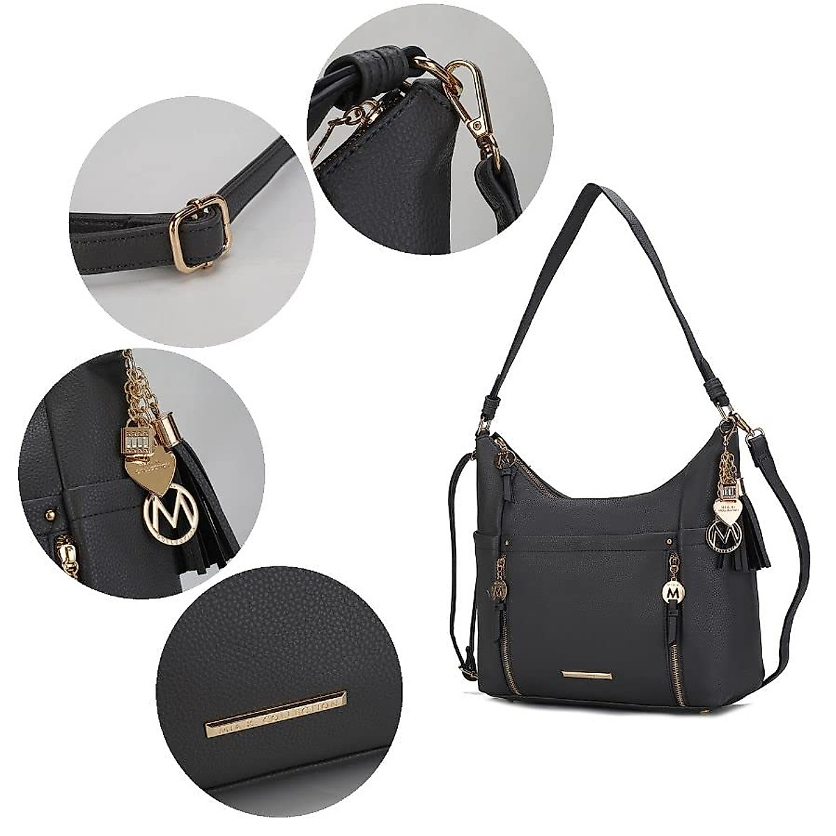 MKF Collection Shoulder Bag for Women, Vegan Leather Crossbody, Hobo Fashion Handbag Messenger Purse