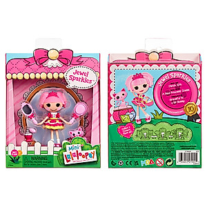 Lalaloopsy Mini Doll - Jewel Sparkles with Mini Pet Persian Cat, 3" Mini Princess Doll with Accessories, in Reusable House Package playset, for Ages 3-103, Multicolor, 579045