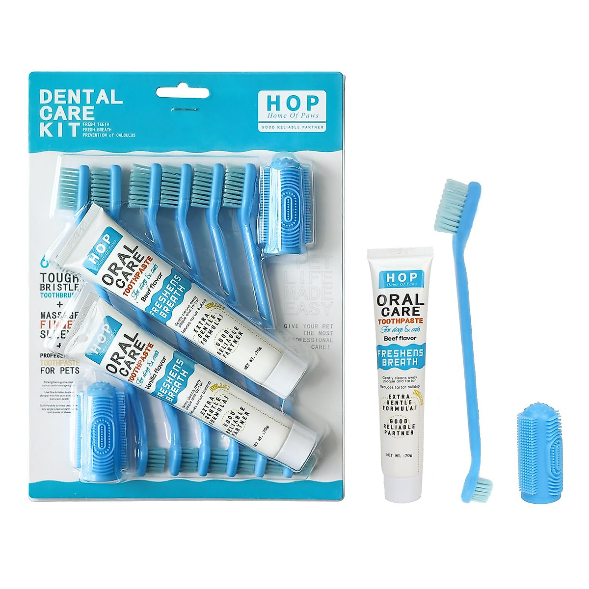 HOP Dog Toothbrush 10PCS Cats Dogs Dental Care Soft Bristles Finger Toothbrush Set Toothpaste Fresh Breath Dog Oral Care Kit Suitable for All Pets Home of Paws
