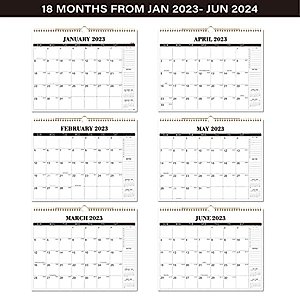 Calendar 2023-2024 - Wall Calendar 2023-2024 with To Do & Notes, 18 Months Wall Calendar from Jan 2023 - Jun 2024,15”x 11.5”, Daily Blocks with Julian Dates, Golden Twin-Wire Binding, Thick Paper Perfect for Organizing & Planning